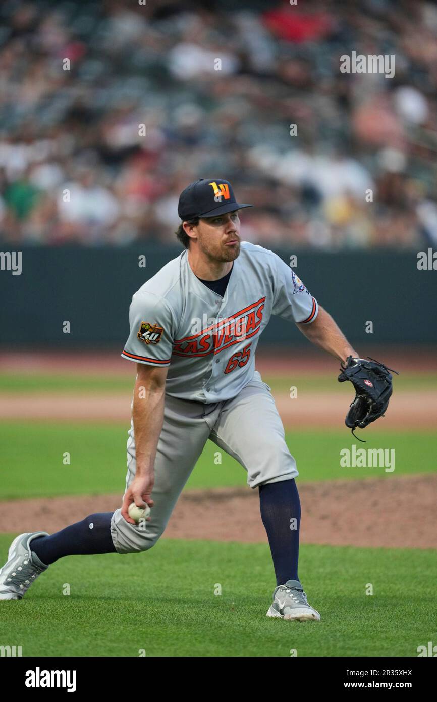 Salt Lake UT, USA. 20th May, 2023. Las Vegas pitcher Trevor May (65 ...