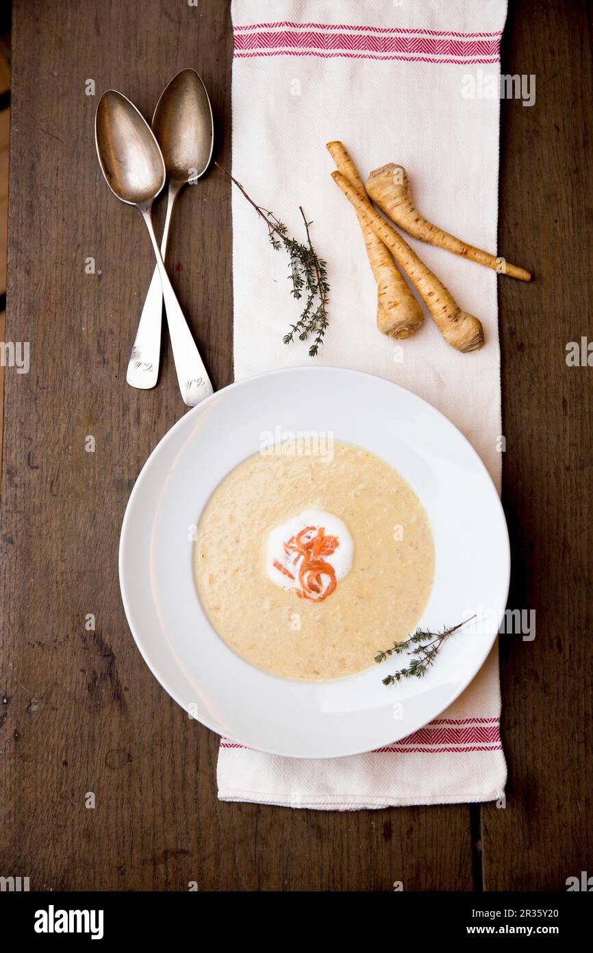 Cream of parsnip soup Stock Photo - Alamy