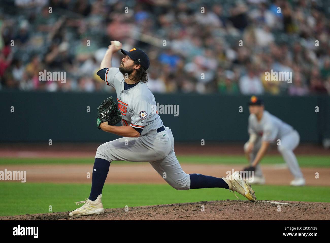 Salt Lake UT, USA. 20th May, 2023. Las Vegas pitcher Chad Smith (30 ...