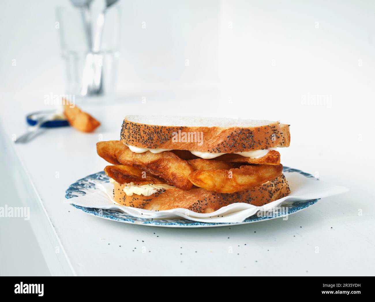 A chip butty Stock Photo - Alamy