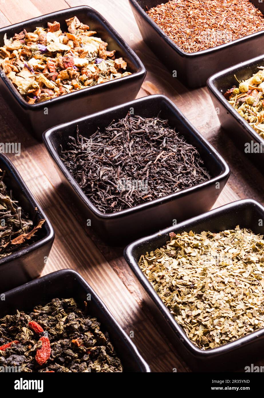 Various of tea in a box Stock Photo - Alamy