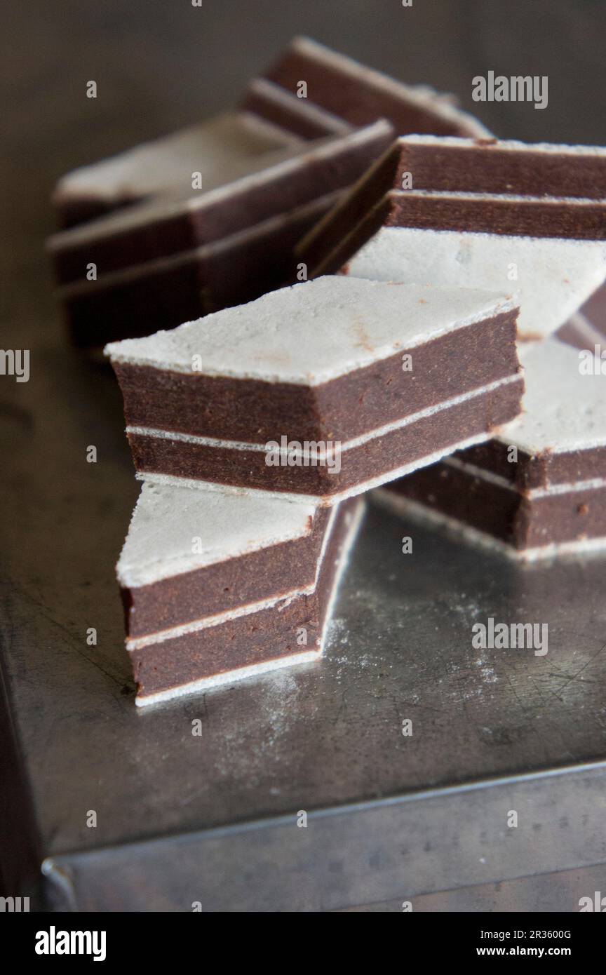 Layered chocolate and wafer cakes Stock Photo - Alamy