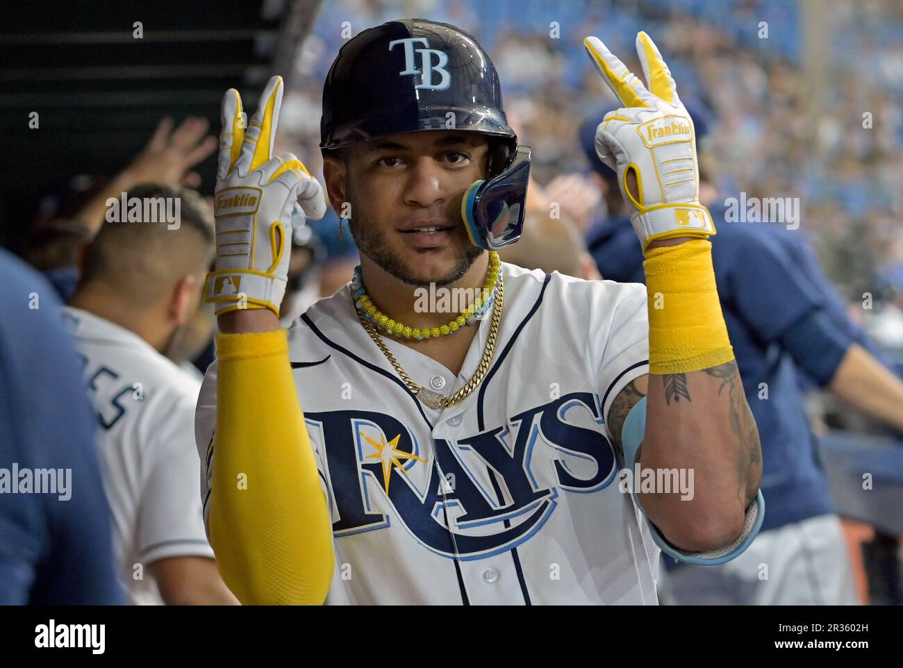 Tampa Bay Rays' Jose Siri celebrates after his two-run home run off ...