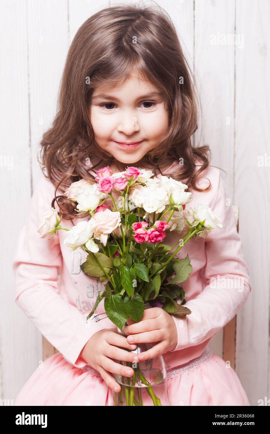 Girl with roses Stock Photo - Alamy