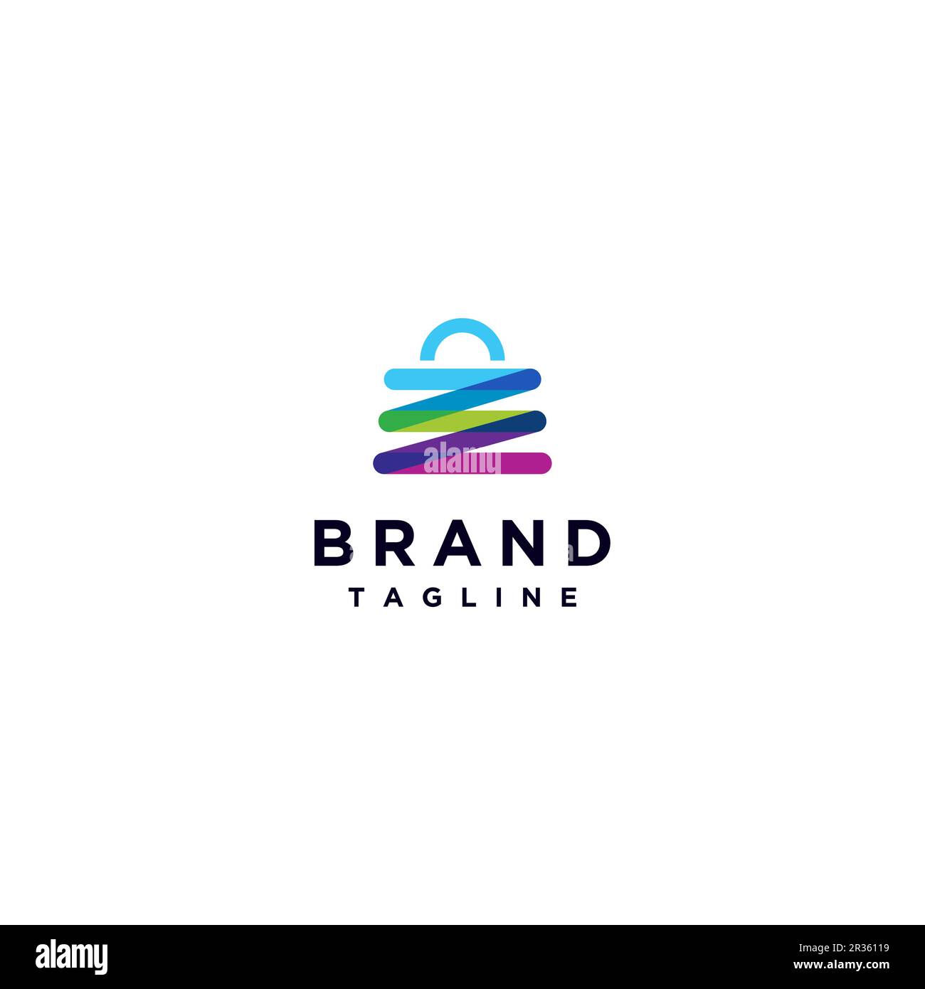 Shopping Bag Logo Design Of Colorful Lines. Colorful Zigzag Lines Make ...