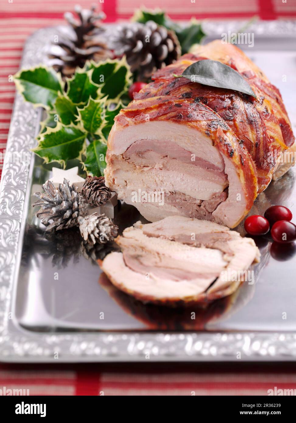 A festive Christmas roast made from six different types of poultry ...