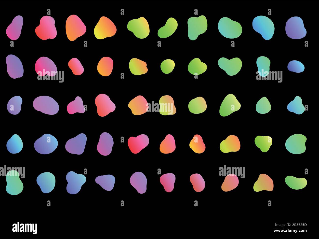 Set of bright gradient random shapes. Vector illustration. Liquid ...