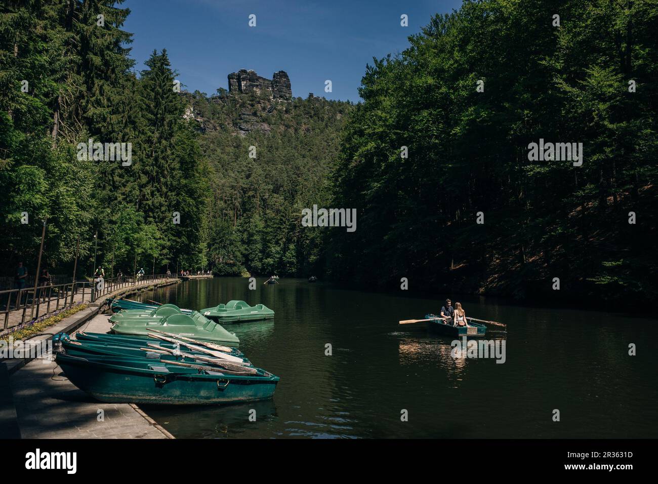 Lake Amselsee in Rathen in Saxon Switzerland - may 2023. High quality ...