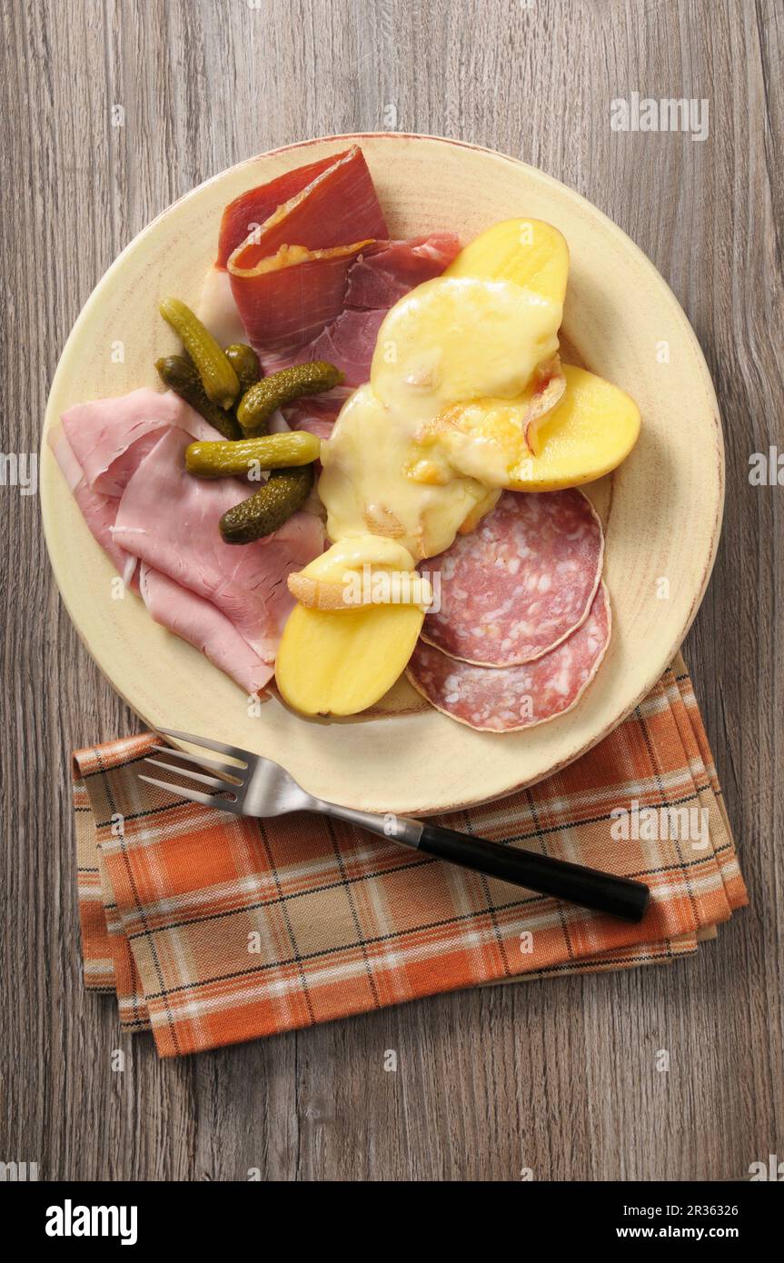 Raclette cheese potatoes ham hi-res stock photography and images - Alamy