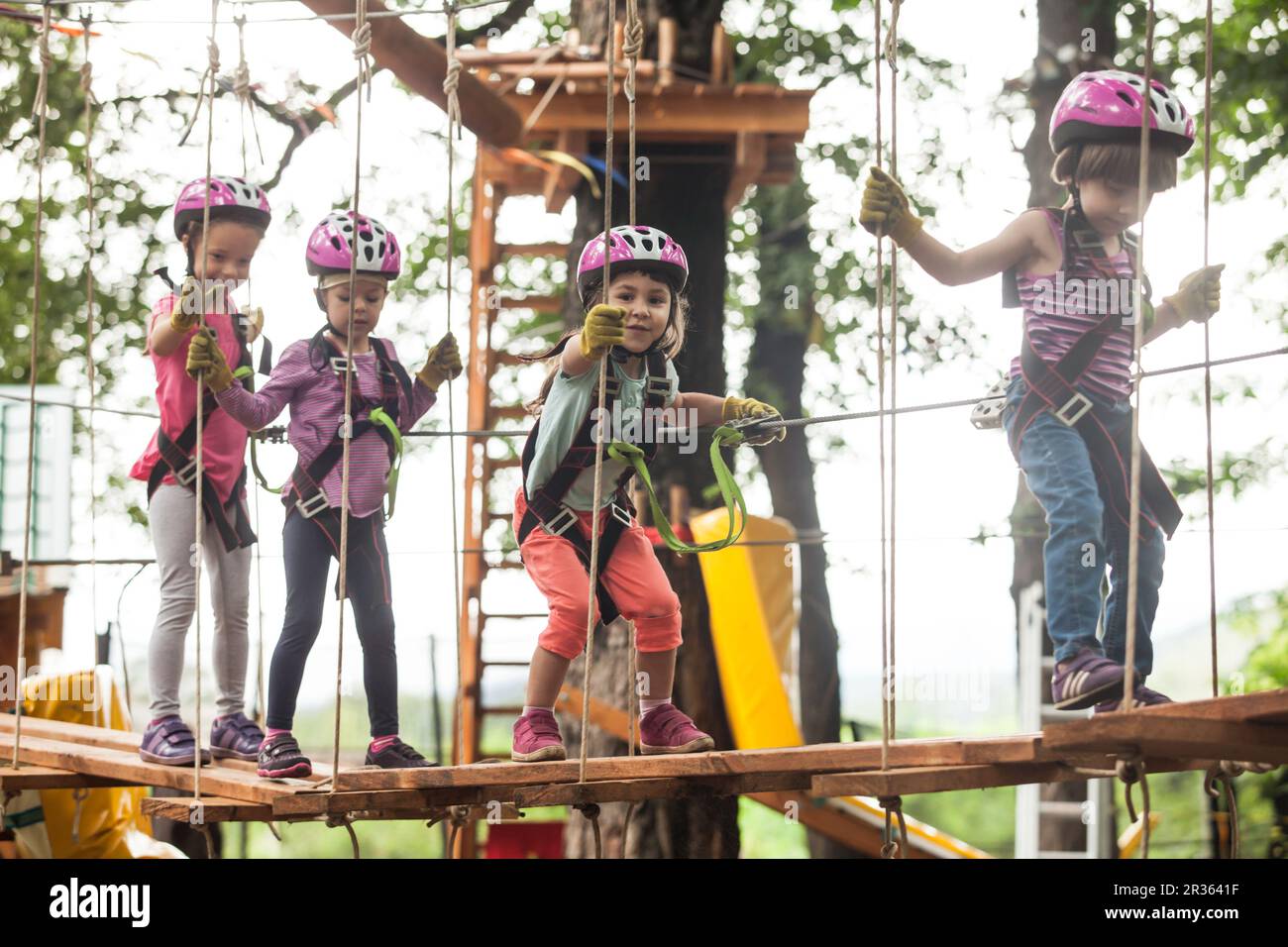 The obstacle course in adventure park Stock Photo - Alamy