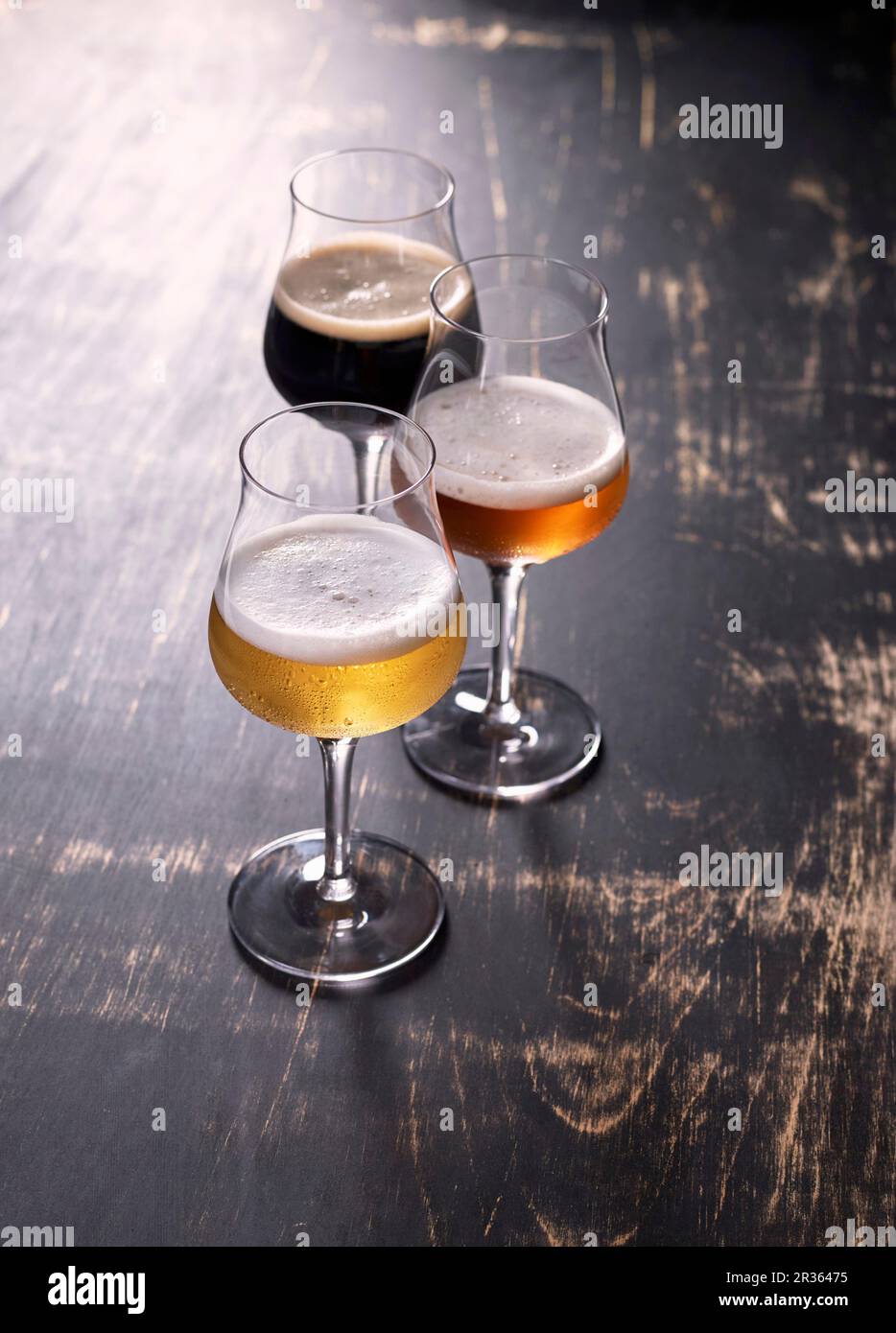 Three types of beer in glasses Stock Photo - Alamy