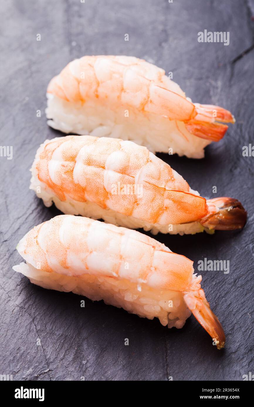 Ebi sushi with shrimp Stock Photo - Alamy