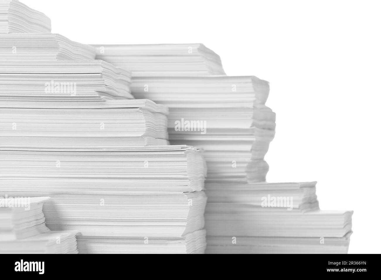 Stacks of paper sheets on white background Stock Photo - Alamy