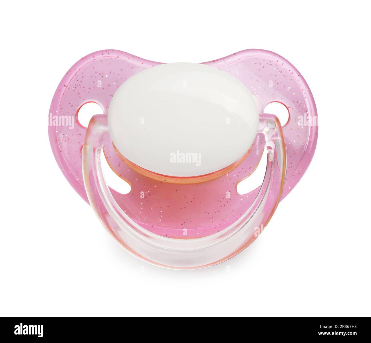 New pink baby pacifier isolated on white Stock Photo - Alamy