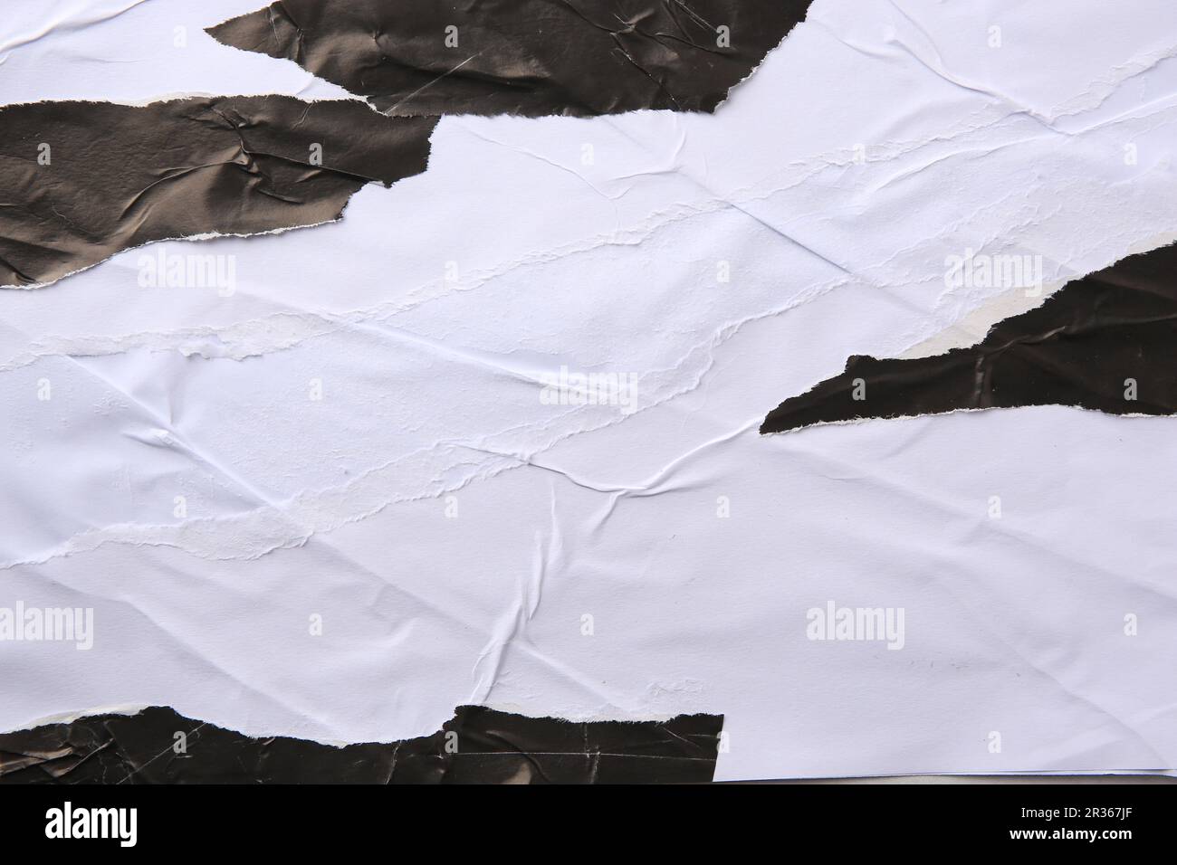 Texture of white and black ripped paper posters, closeup Stock Photo ...