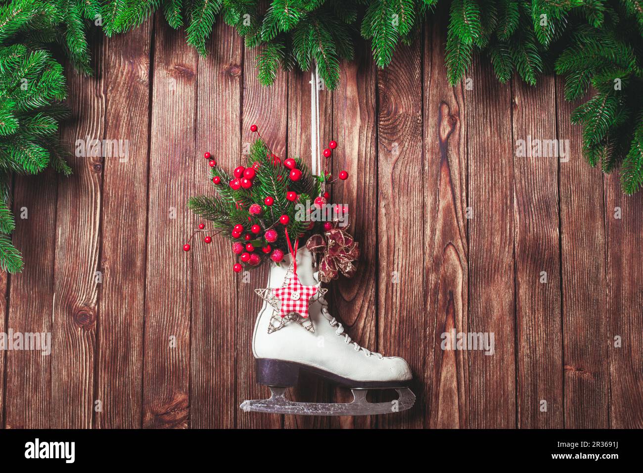 Christmas decorated skate Stock Photo - Alamy