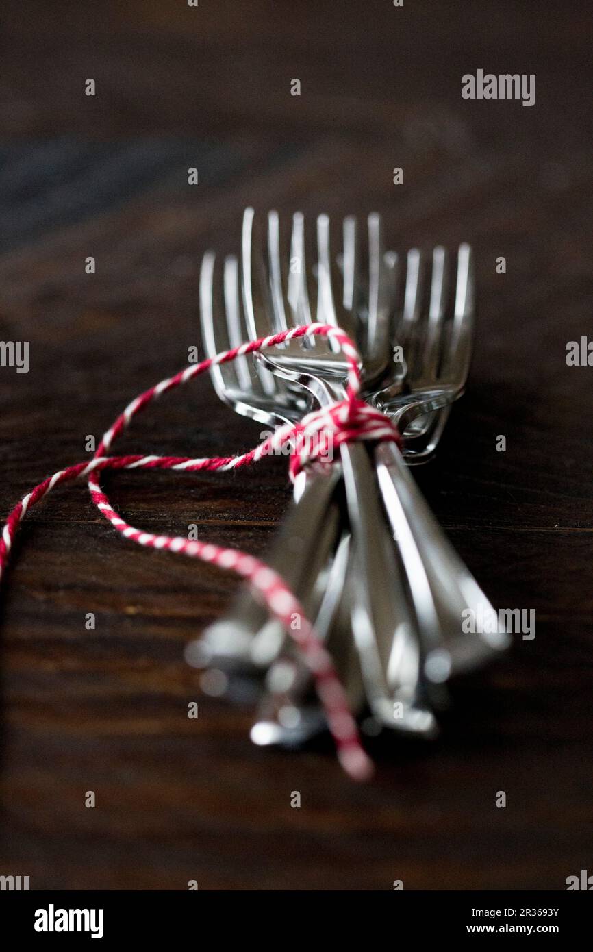 Forks on wooden surface hi-res stock photography and images - Alamy