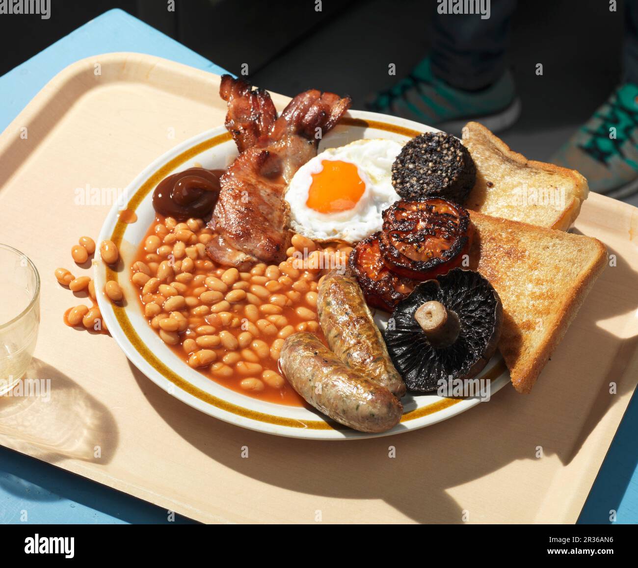 A full English breakfast on a tray Stock Photo - Alamy