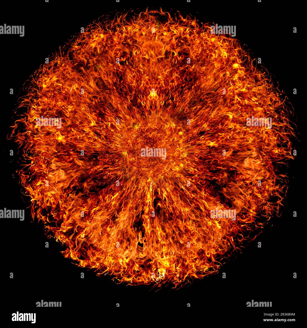 Solar protuberances. Sun in space. Close up of the solar surface with ...