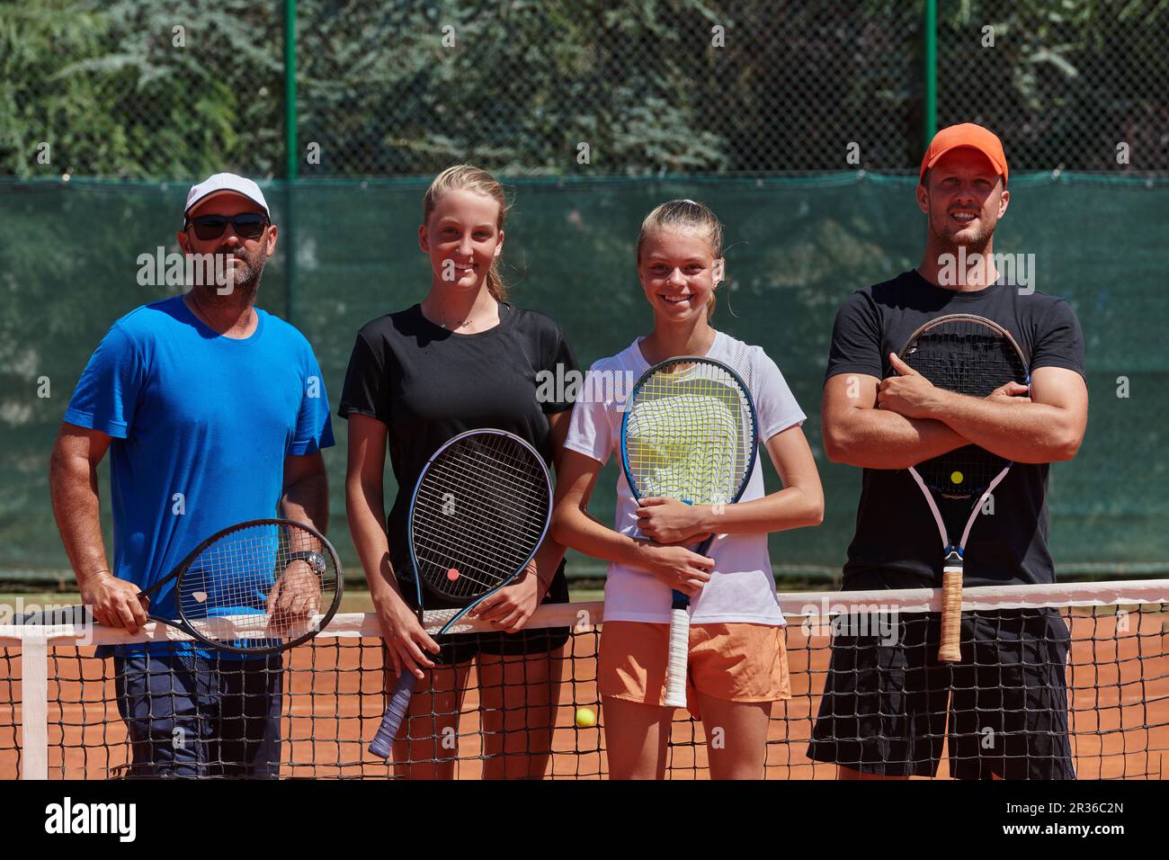Tennis club together after hard training, showing their dedication ...
