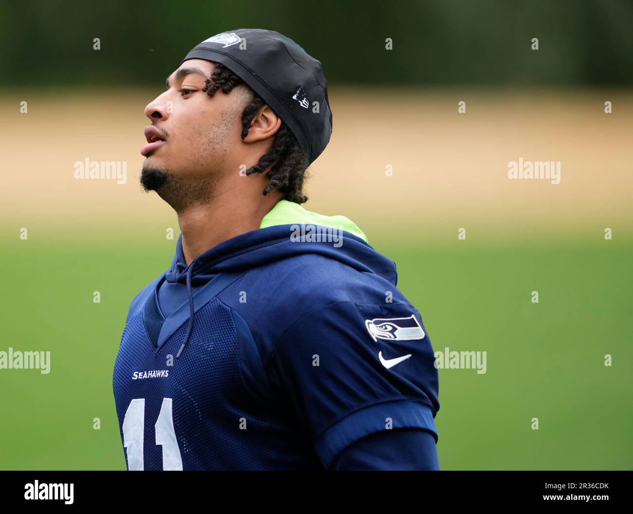 Seattle Seahawks wide receiver Jaxon Smith-Njigba jogs off the field ...