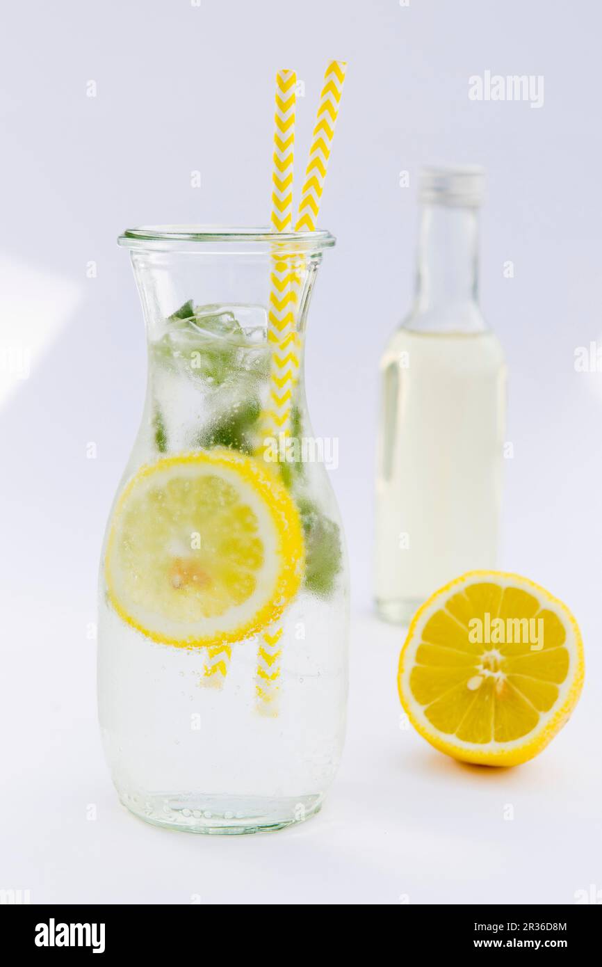 Lemonade with peppermint in a carafe Stock Photo - Alamy