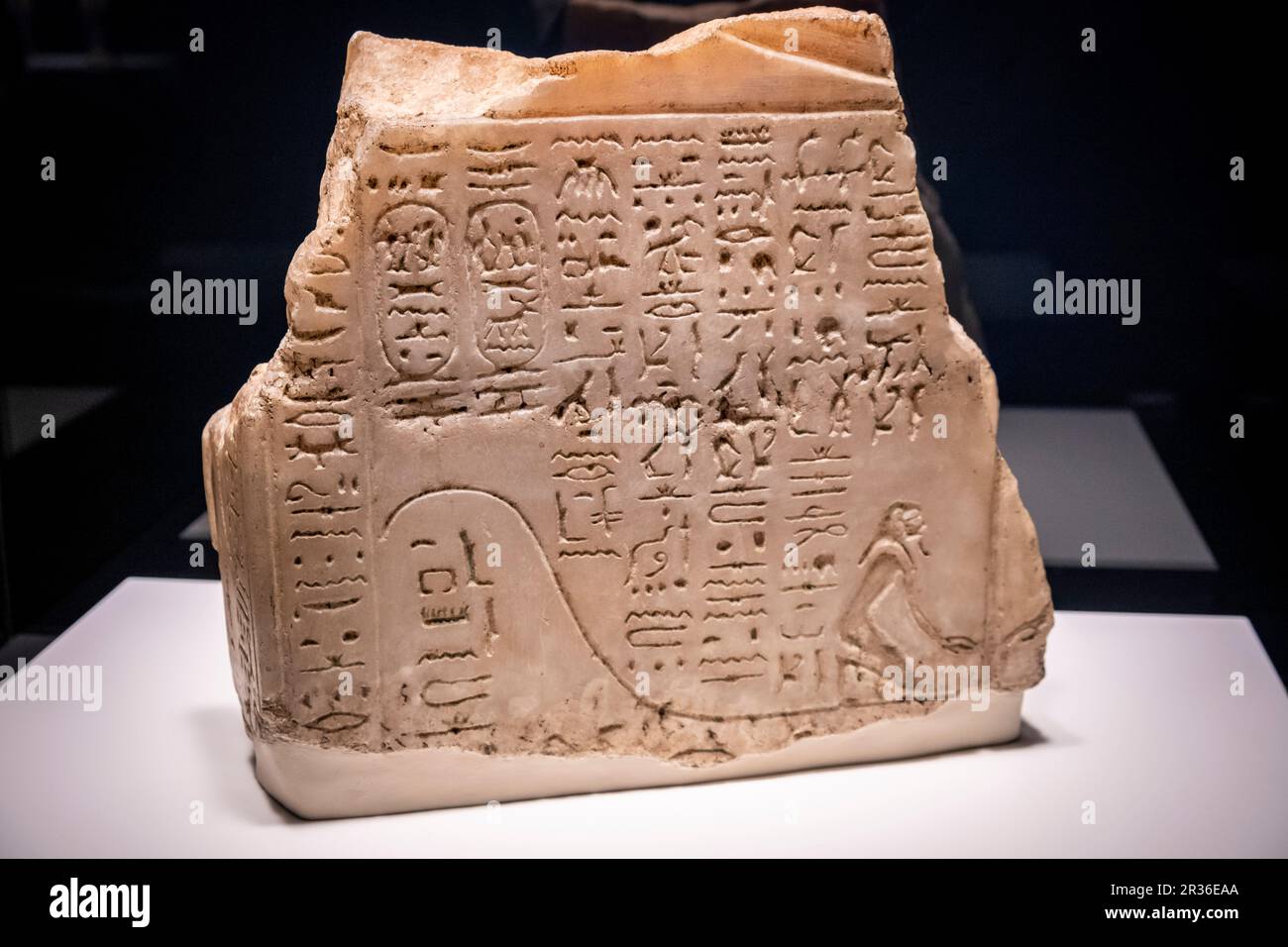 fragment of a sarcophagus of pharaoh Merenptah, calcareous stone ...