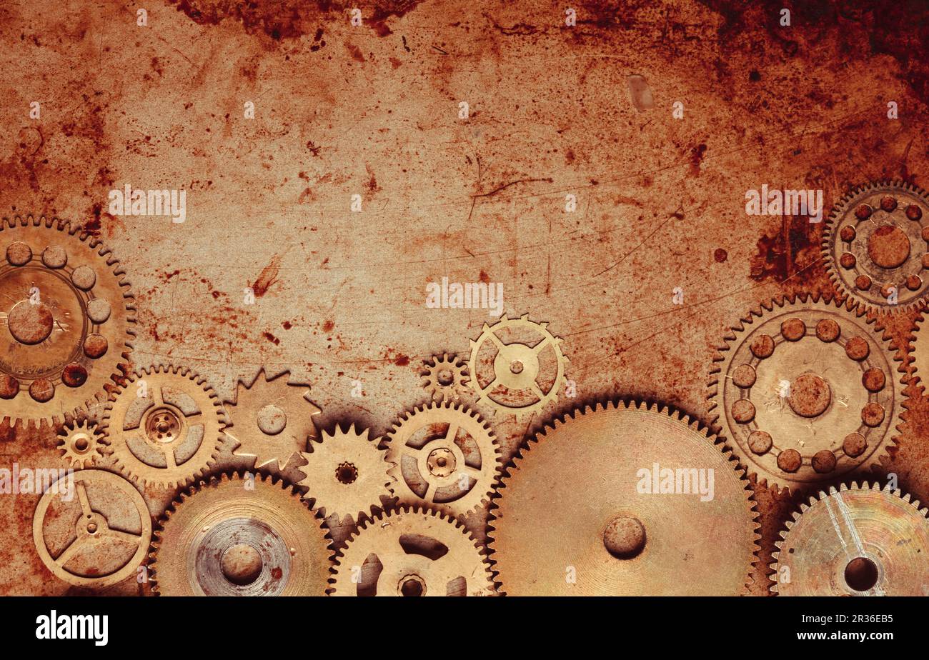 Steampunk gears background Stock Photo - Alamy