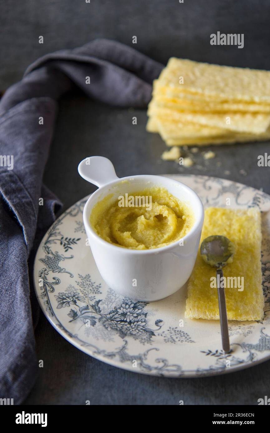 Cashew nut cream with turmeric and honey as a spread Stock Photo - Alamy