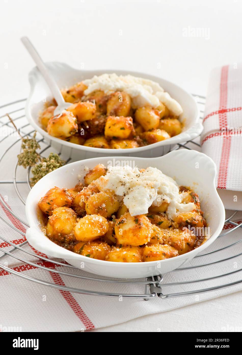 Gratinated gnocchi with ricotta and Pecorino cheese Stock Photo - Alamy