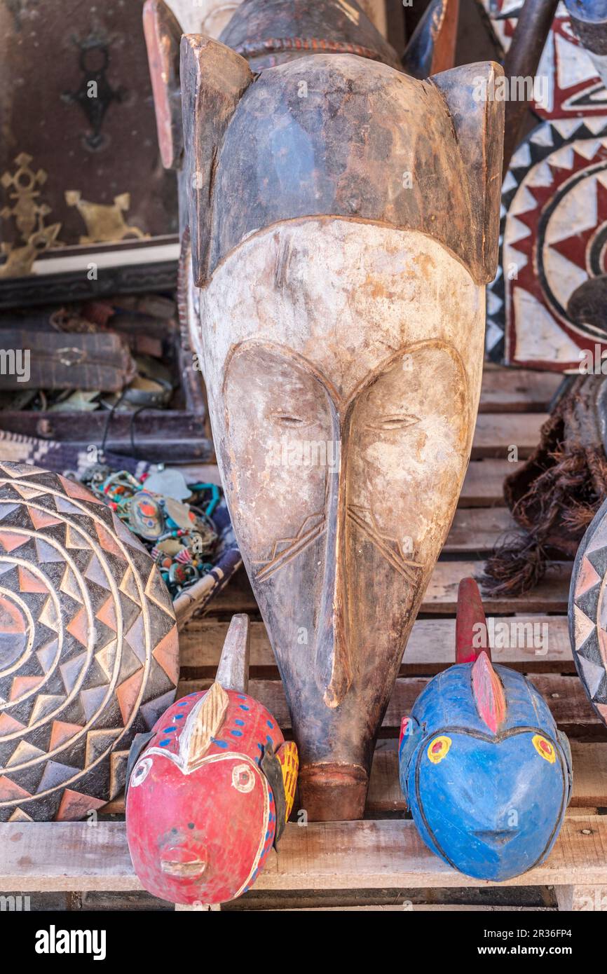 sub-saharan masks in the souk, Essaouira, morocco, africa Stock Photo ...