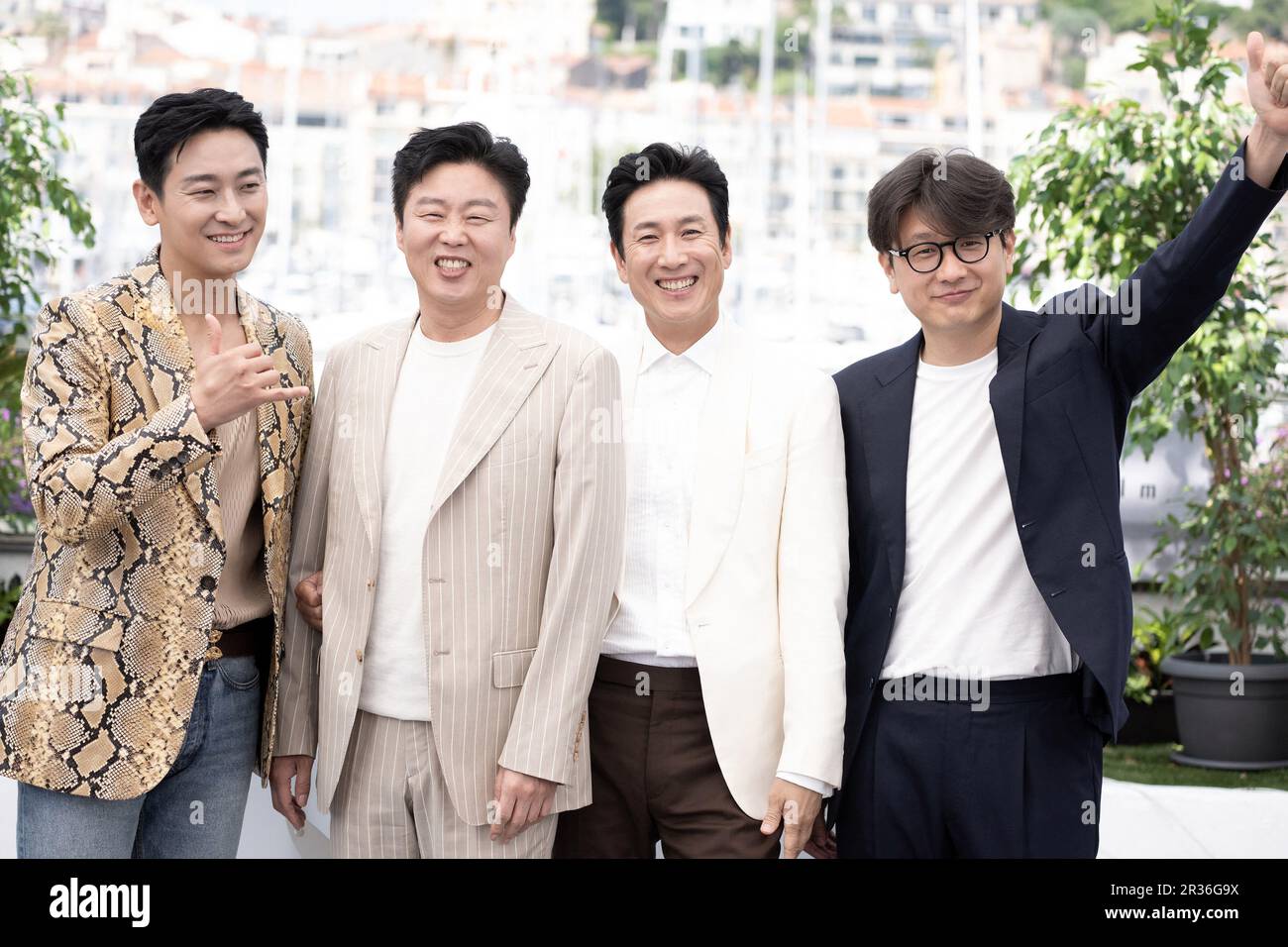 Cannes, France. 23rd May, 2023. Ju Ji-hun, Kim Hee-won, Lee Sun-kyun ...