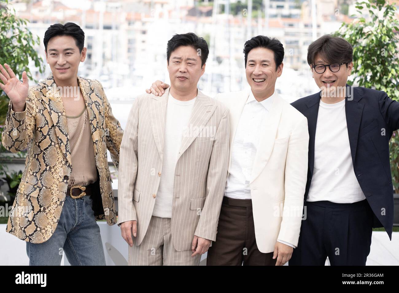 Cannes, France. 23rd May, 2023. Ju Ji-hun, Kim Hee-won, Lee Sun-kyun ...