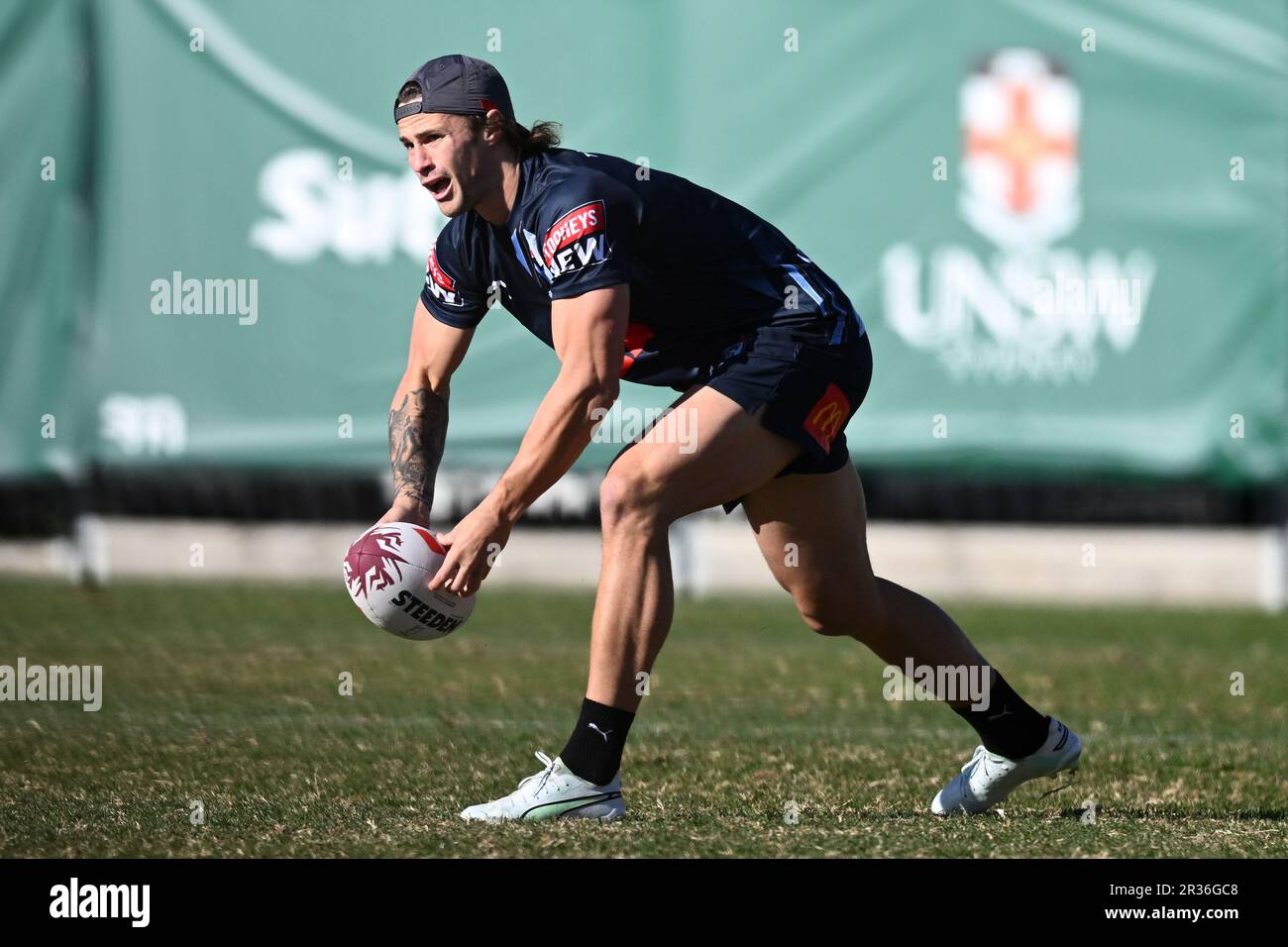 Nicho Hynes of the Blues during a NSW State of Origin team training ...