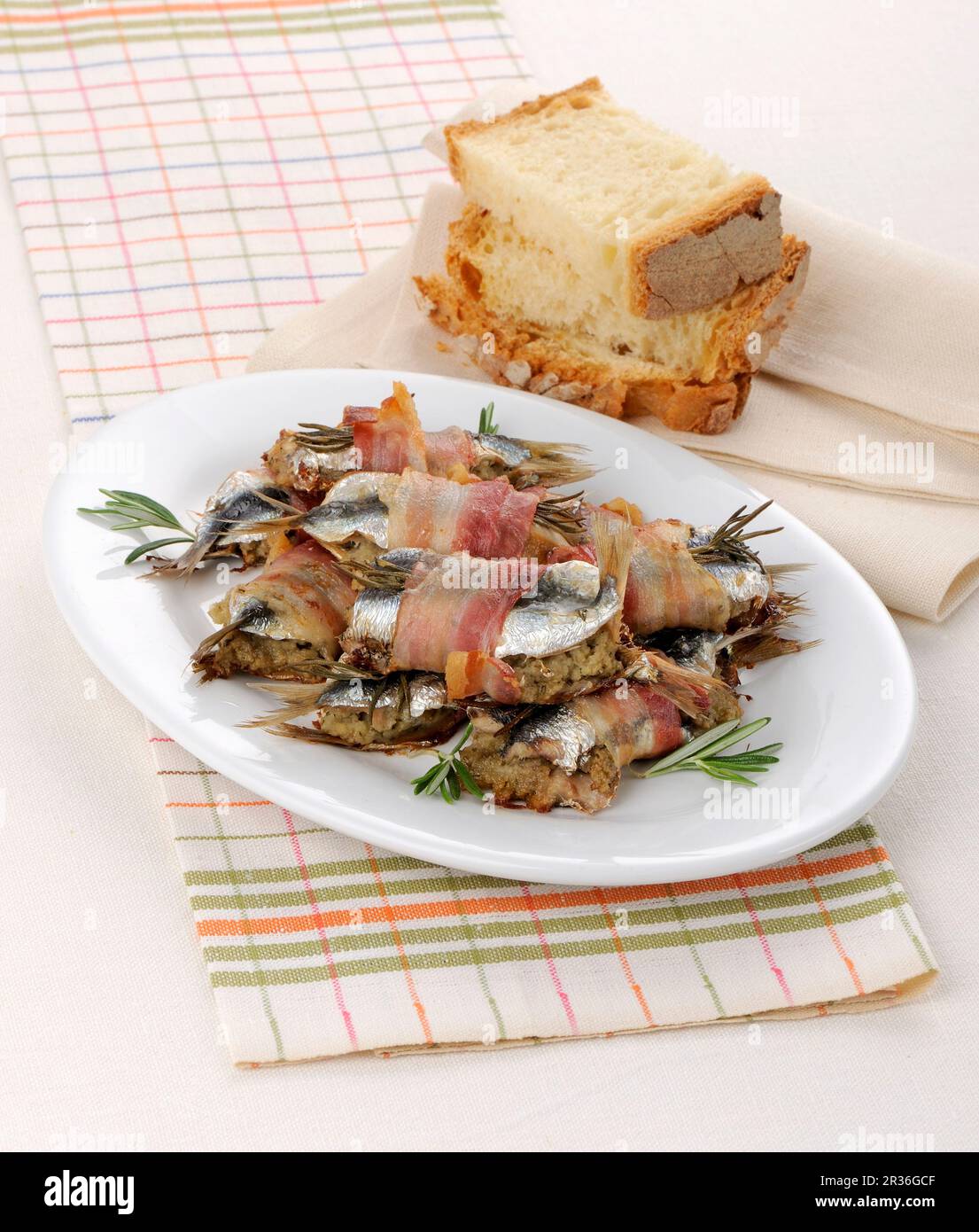 Stuffed anchovies with rosemary Stock Photo - Alamy