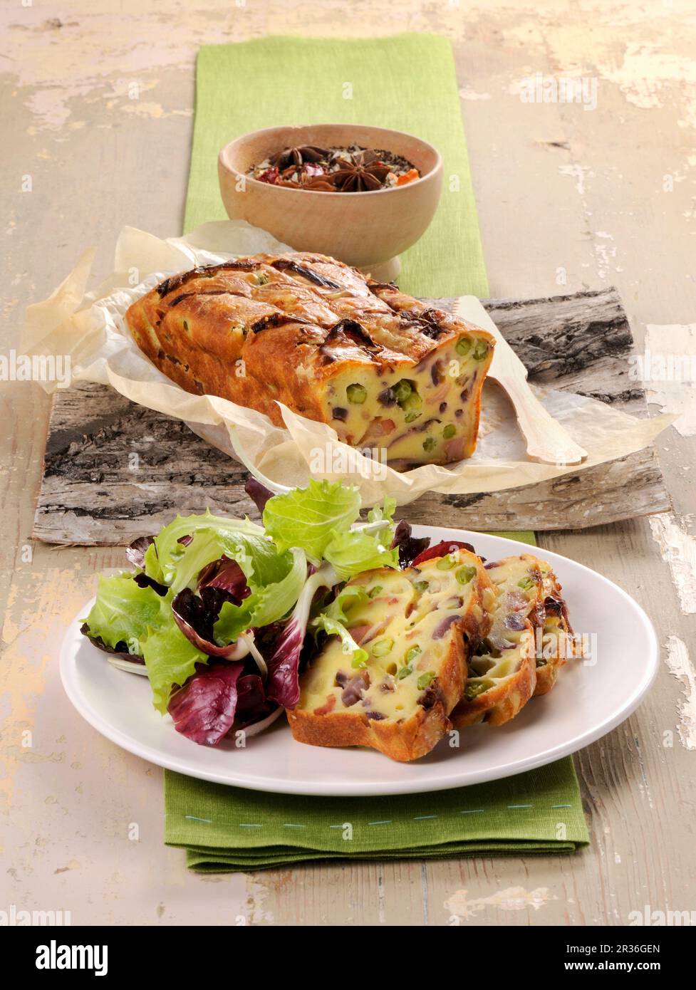 Vegetable cake with salad Stock Photo - Alamy