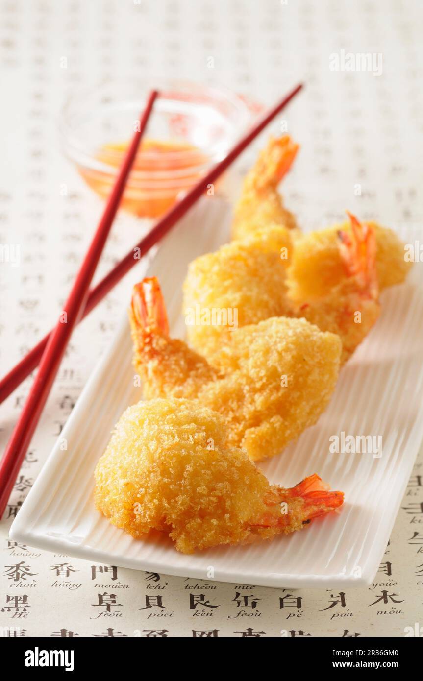 Battered prawns with the chilli dip (Asia Stock Photo - Alamy