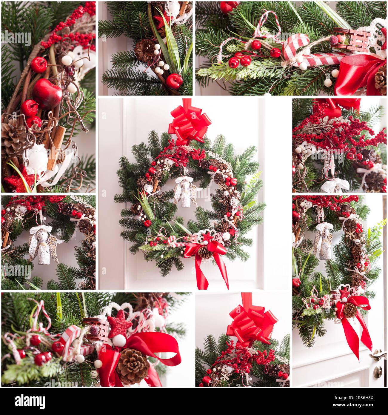 Wreath red berries pine Cut Out Stock Images & Pictures - Alamy