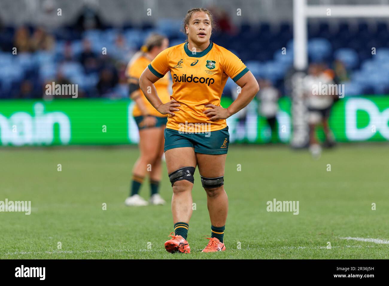 Ashley Marsters of the Australian Wallaroos looks on during the Rugby ...