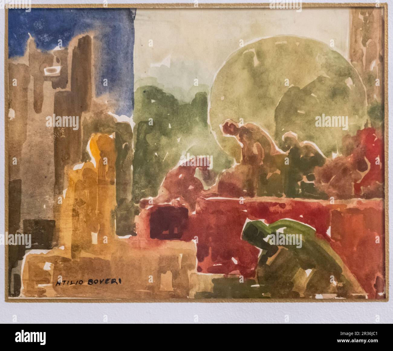 the prayer, Atilio Boveri, 1940 , tempera on cardboard , pollensa museum, Majorca, Balearic ...