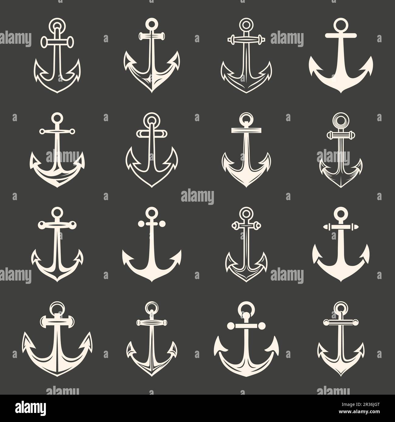 Vector Anchors. Anchor Silhouette Icon Set. Black and White Anchor with ... Vector Anchors. Anchor Silhouette Icon Set. Black and White Anchor with ...