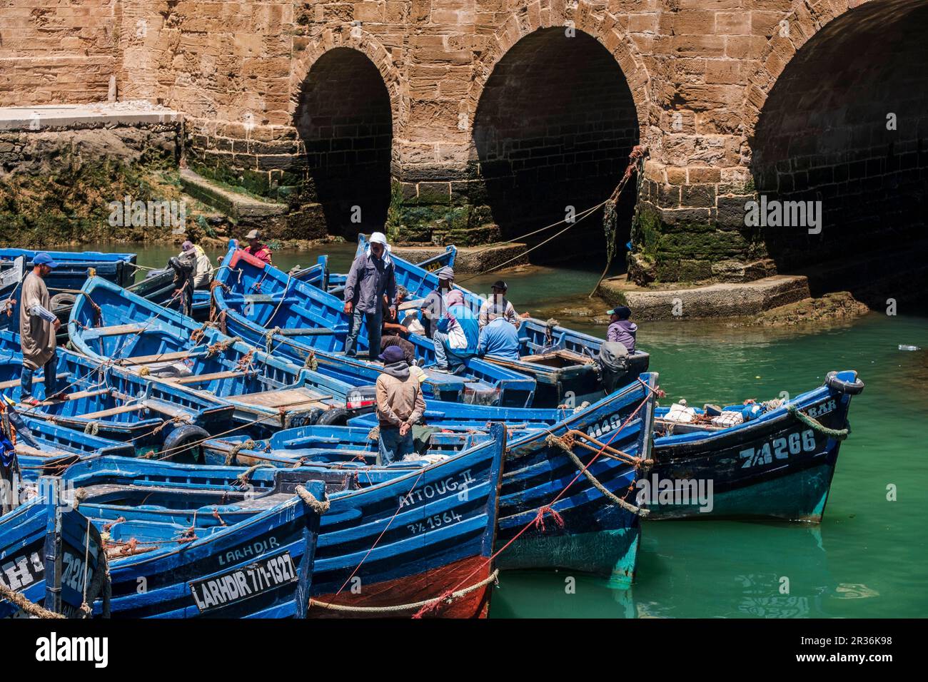 classic Moroccan fishing boats, fishing port, Essaouira, morocco ...