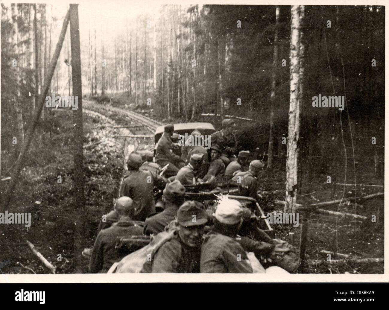 World War Two B&W photo German Troops from a Mountain Division aboard a ...