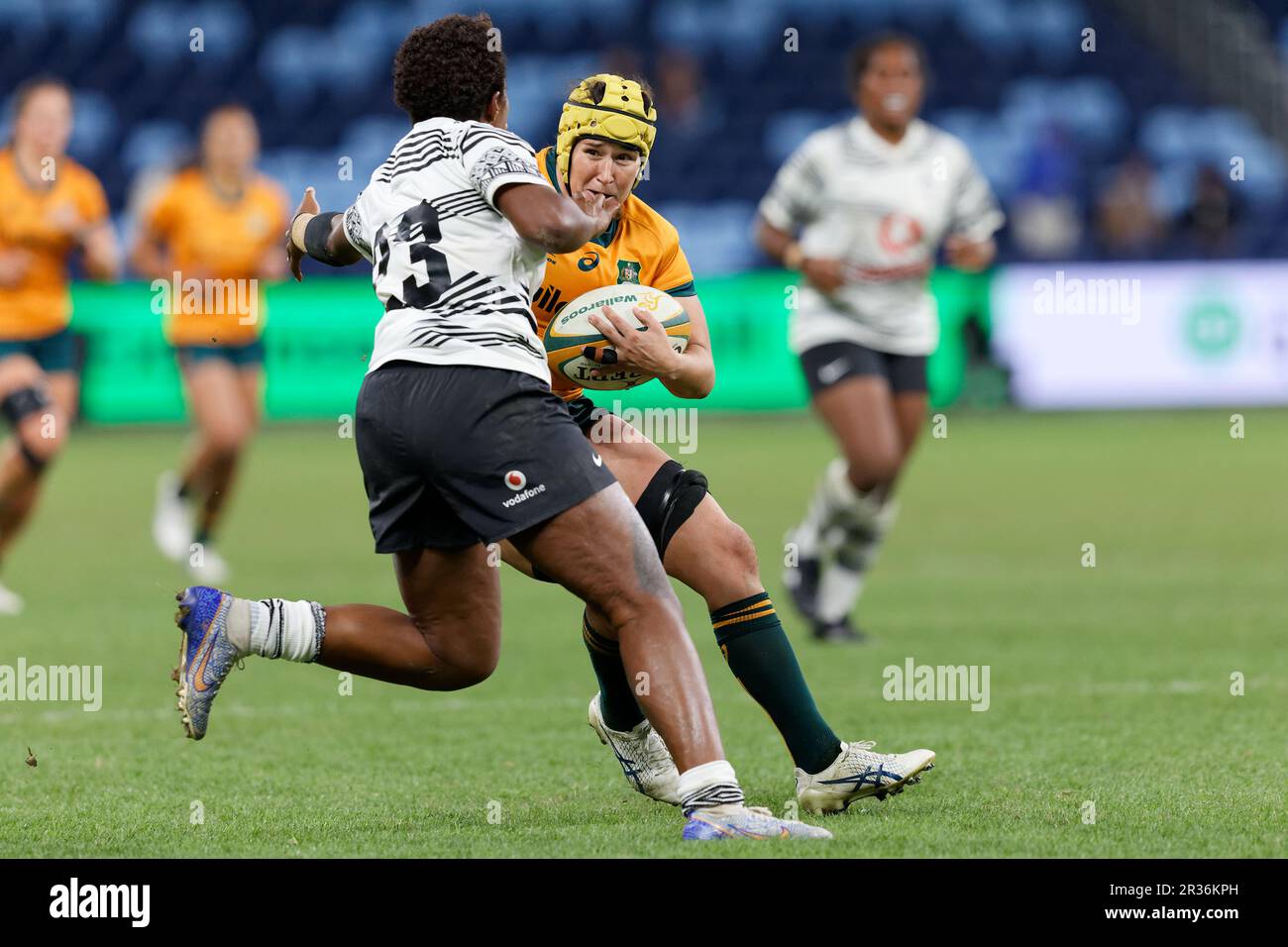 Shannon Parry of the Australian Wallaroos runs with the ball during the ...