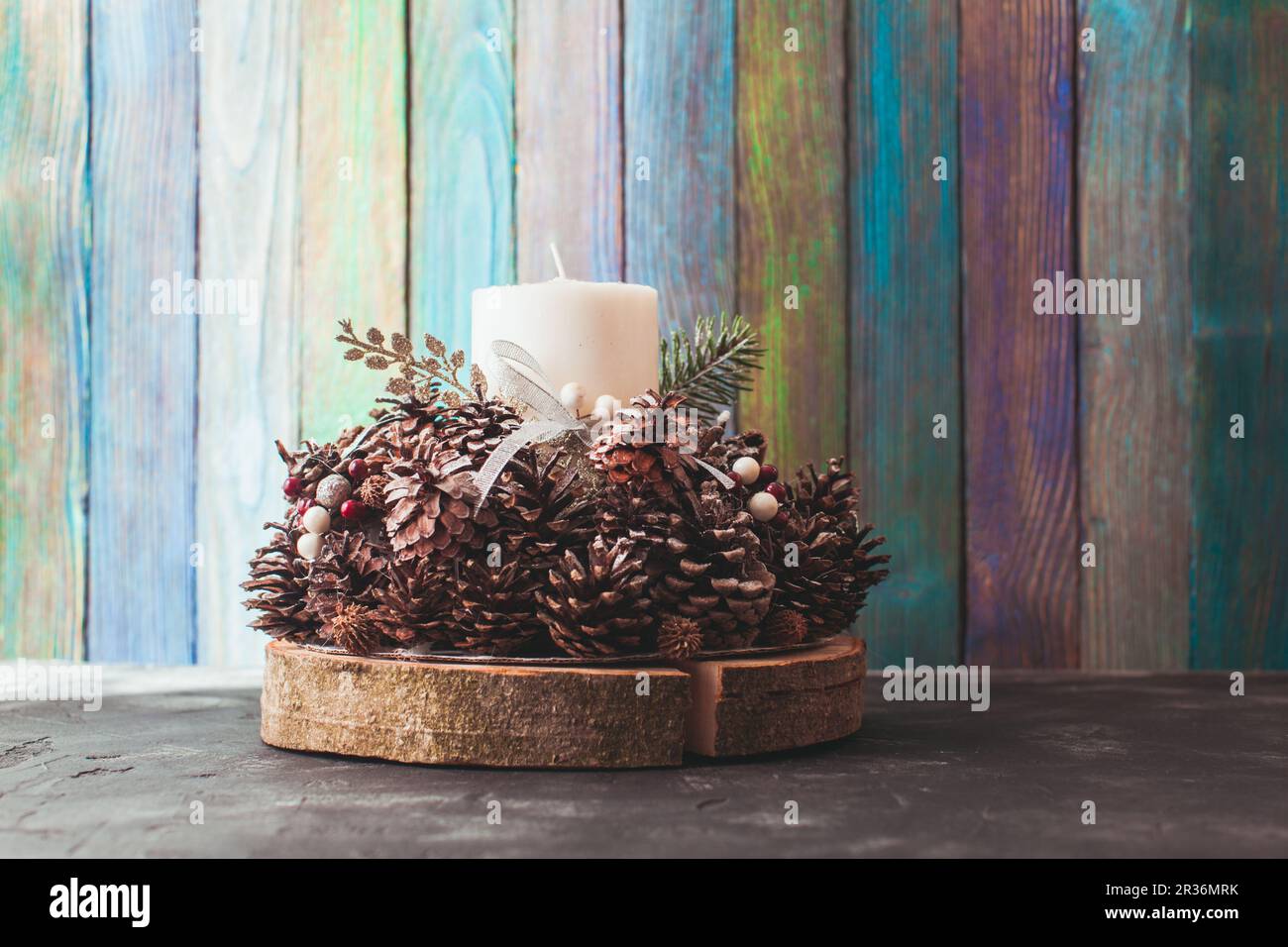 Christmas cones candlestick Stock Photo - Alamy