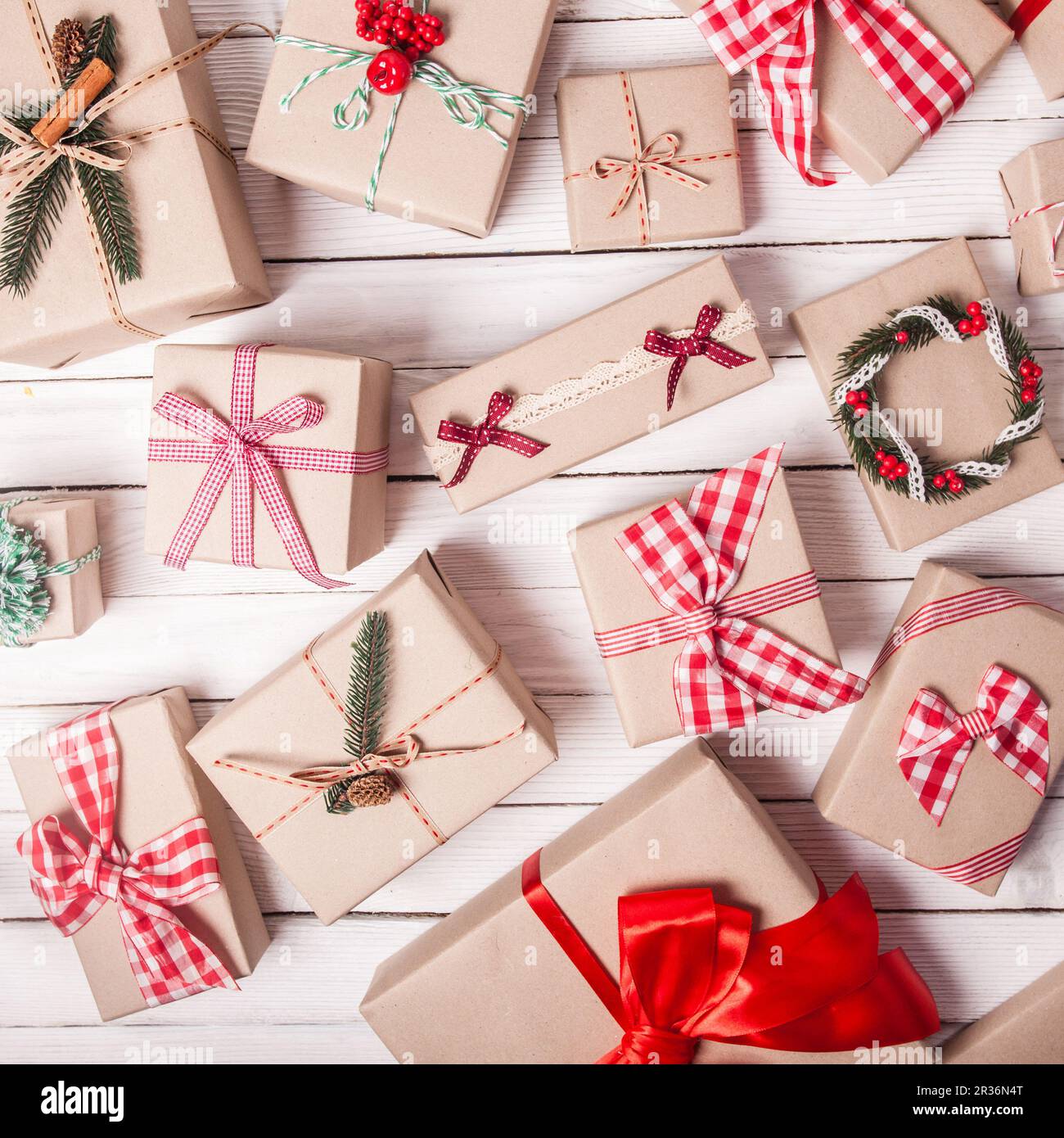 Stack red present boxes hi-res stock photography and images - Alamy