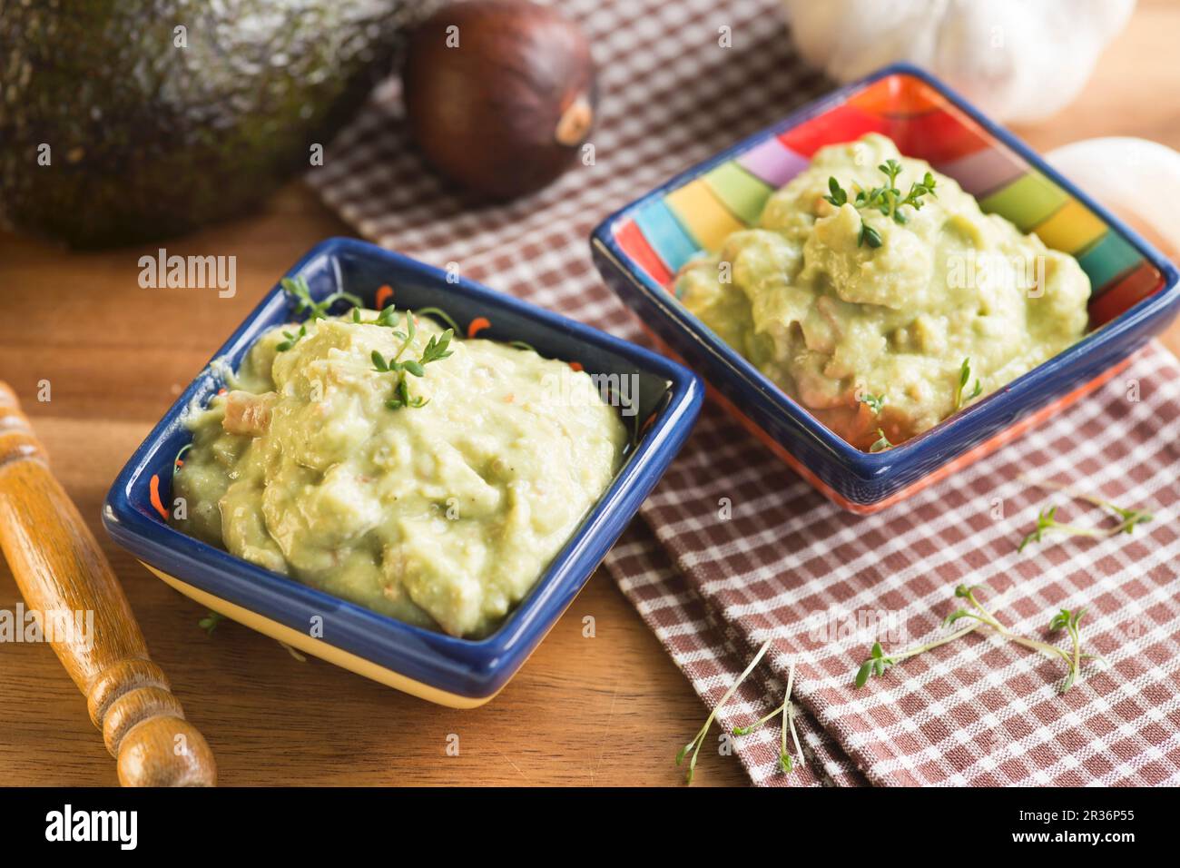 Guacamole in two dishes Stock Photo - Alamy