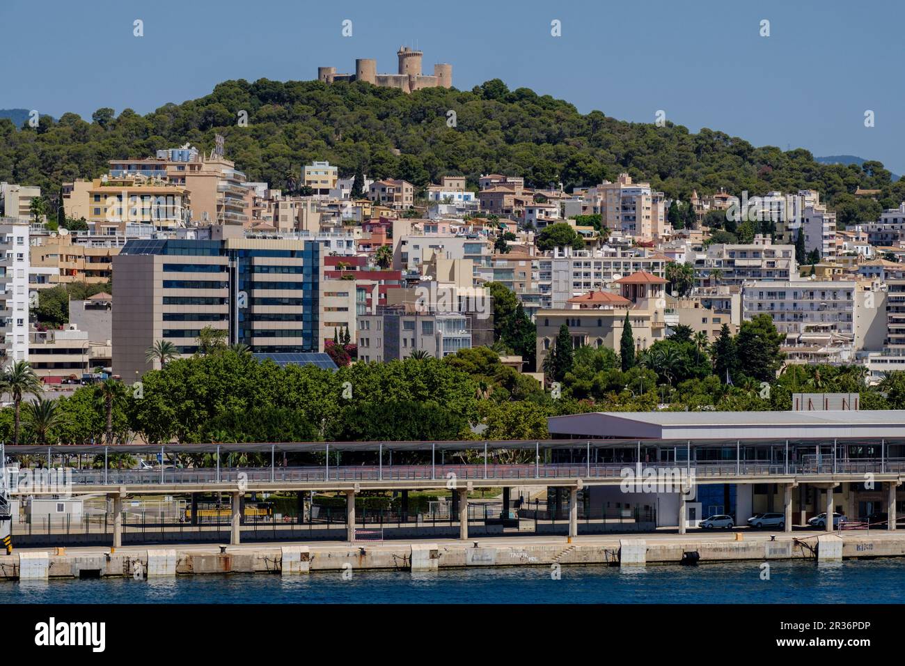 Paseo Maritimo and Bellver Castle, port of Palma, Mallorca, Balearic ...