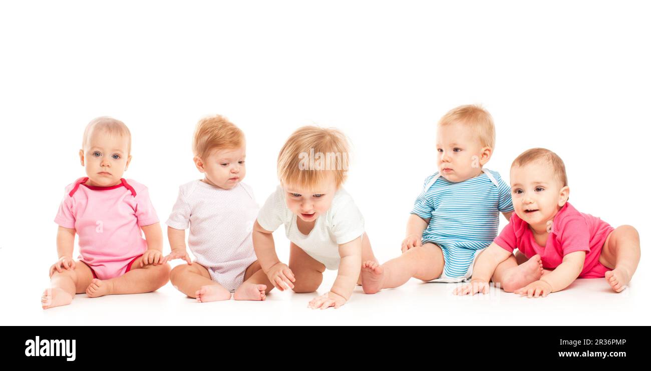 Five babies isolated Stock Photo - Alamy