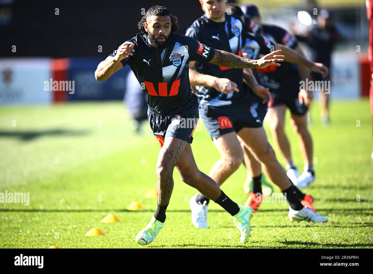 Josh Addo-Carr of the Blues during a NSW State of Origin team training ...